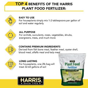 Harris Premium Plant Food Fertilizer, Promotes Vigorous Growth of Indoor and Outdoor Plants, 2lb