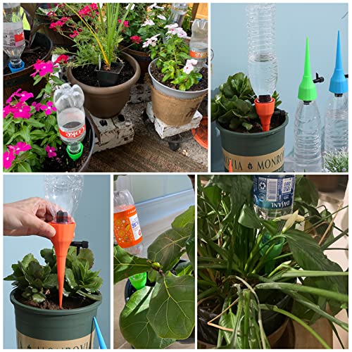 OZMI Plant Self Watering Spikes Devices, 12 Pack Automatic Irrigation Equipment Plant Waterer with Slow Release Control Valve, Adjustable Water Volume Drip System for Home and Vacation Plant Watering