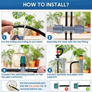 GOTGELIF Micro Drip Irrigation Kit,40+2m/138ft Garden Irrigation System with Adjustable Nozzle Sprinkler Sprayer&Dripper Automatic Patio Plant Watering Kit Misting Cooling System for Greenhouse, Lawn