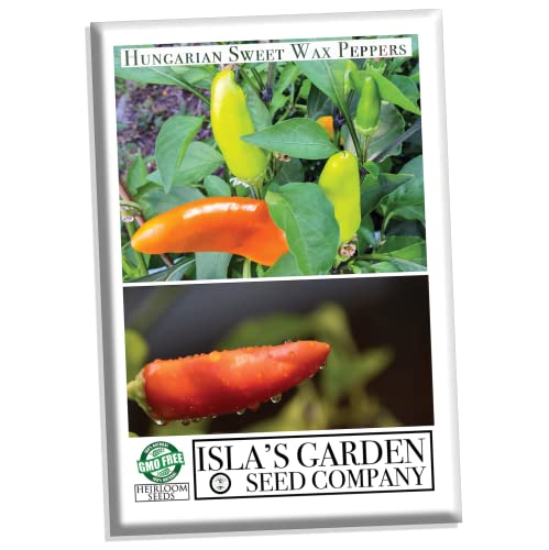 Hungarian Sweet Wax Pepper Seeds, 100+ Heirloom Seeds Per Packet, (Isla's Garden Seeds), Non GMO Seeds, Botanical Name: Capsicum annuum