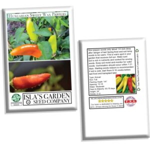 Hungarian Sweet Wax Pepper Seeds, 100+ Heirloom Seeds Per Packet, (Isla's Garden Seeds), Non GMO Seeds, Botanical Name: Capsicum annuum