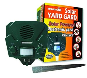 bird-x solar yard gard electronic animal repeller keeps unwanted pests out of your yard with ultrasonic sound-waves