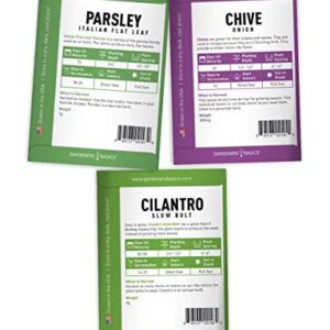 Culinary Herb Seeds For Planting Indoors and Outdoors 5 Herbs Seed Packets Including Basil, Cilantro, Chives, Oregano, and Parsley - Great for Kitchen Herb Garden Heirloom Herb Seeds - Gardners Basics