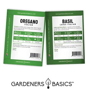 Culinary Herb Seeds For Planting Indoors and Outdoors 5 Herbs Seed Packets Including Basil, Cilantro, Chives, Oregano, and Parsley - Great for Kitchen Herb Garden Heirloom Herb Seeds - Gardners Basics