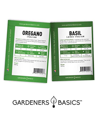 Culinary Herb Seeds For Planting Indoors and Outdoors 5 Herbs Seed Packets Including Basil, Cilantro, Chives, Oregano, and Parsley - Great for Kitchen Herb Garden Heirloom Herb Seeds - Gardners Basics