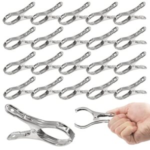 wokape 40pcs 3.5 inch stainless steel garden clips, heavy duty clamps with large open, strong grip clips for greenhouse plant cover netting/ garden shade cloth/ beach towel/ clothespins/ quilt