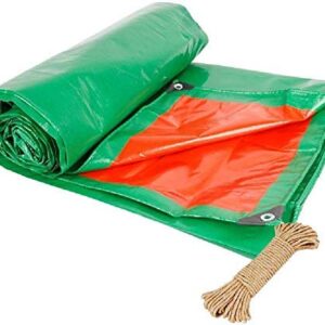 YGCBL Large Heavy Duty Tarpaulin,Tarps,Pe Braided Tarpaulin 190Gsm Garden Niture Cover Rainproof Cloth Home Seal Windproof Window Garden Plant Cover Keep Warm Film Camping Ground Sheet,Green Red,4X6M