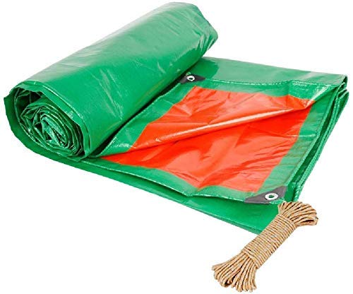 YGCBL Large Heavy Duty Tarpaulin,Tarps,Pe Braided Tarpaulin 190Gsm Garden Niture Cover Rainproof Cloth Home Seal Windproof Window Garden Plant Cover Keep Warm Film Camping Ground Sheet,Green Red,4X6M