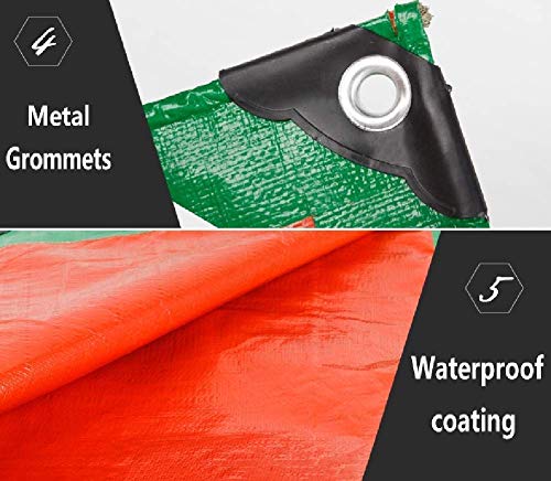 YGCBL Large Heavy Duty Tarpaulin,Tarps,Pe Braided Tarpaulin 190Gsm Garden Niture Cover Rainproof Cloth Home Seal Windproof Window Garden Plant Cover Keep Warm Film Camping Ground Sheet,Green Red,4X6M