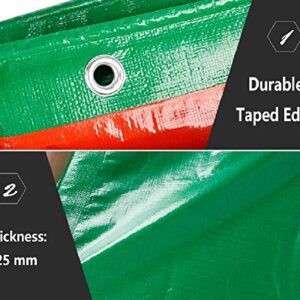 YGCBL Large Heavy Duty Tarpaulin,Tarps,Pe Braided Tarpaulin 190Gsm Garden Niture Cover Rainproof Cloth Home Seal Windproof Window Garden Plant Cover Keep Warm Film Camping Ground Sheet,Green Red,4X6M