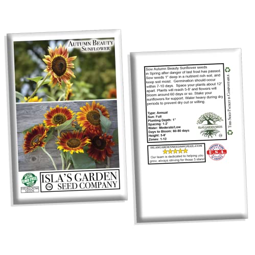 "Autumn Beauty" Sunflower Seeds for Planting, 150+ Flower Seeds Per Packet, (Isla's Garden Seeds), Non GMO Seeds, Scientific Name: Helianthus annus, Great Home Garden Gift