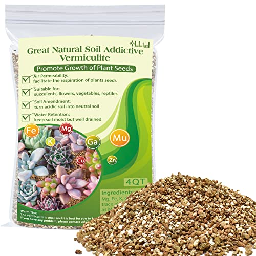 Halatool 4 QT Horticulture Vermiculite Professional Soil Addictive Coarse Grade Vermiculite for Plants Gardening Mushrooms Seed Starting