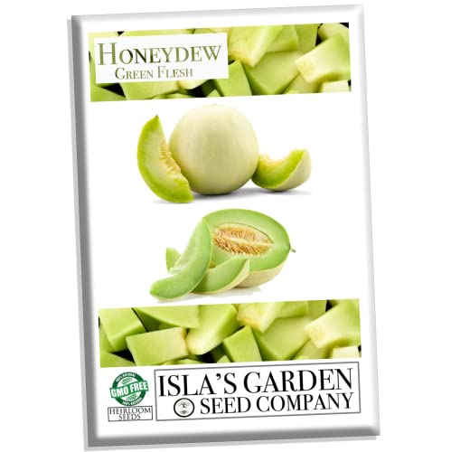 "Green Flesh" Honeydew Seeds for Planting, 50+ Heirloom Seeds Per Packet, (Isla's Garden Seeds), Non GMO Seeds, Botanical Name: Cucumis melo, Great Home Garden Gift