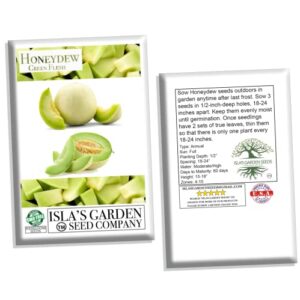 "Green Flesh" Honeydew Seeds for Planting, 50+ Heirloom Seeds Per Packet, (Isla's Garden Seeds), Non GMO Seeds, Botanical Name: Cucumis melo, Great Home Garden Gift