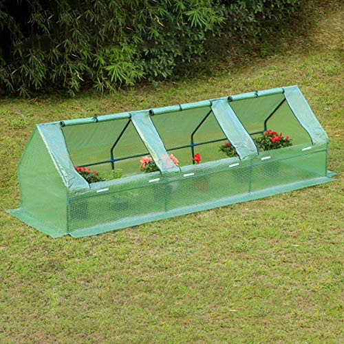 EROMMY 95" W × 32" D × 32" H Portable Mini Greenhouse Outdoor Green Plant Hot House with Zipper Doors, Green House for Outsides, Garden, Patio, Home, Backyard, Green