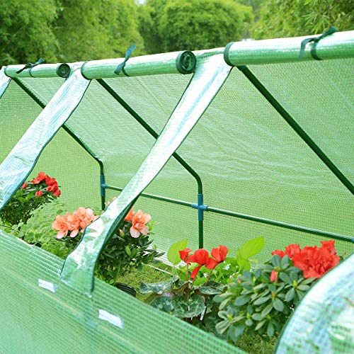 EROMMY 95" W × 32" D × 32" H Portable Mini Greenhouse Outdoor Green Plant Hot House with Zipper Doors, Green House for Outsides, Garden, Patio, Home, Backyard, Green