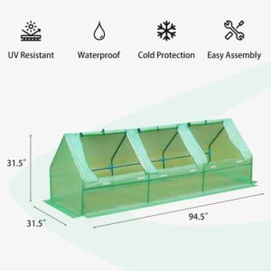 EROMMY 95" W × 32" D × 32" H Portable Mini Greenhouse Outdoor Green Plant Hot House with Zipper Doors, Green House for Outsides, Garden, Patio, Home, Backyard, Green