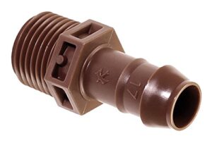 rain bird ba-050mps drip irrigation pvc adapter, universal fit for 5/8″, 1/2″, .700″ drip tubing, 1/2″ (mpt) male pipe thread x 1/2″ barb