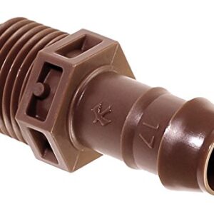 Rain Bird BA-050MPS Drip Irrigation PVC Adapter, Universal Fit for 5/8", 1/2", .700" Drip Tubing, 1/2" (MPT) Male Pipe Thread x 1/2" Barb