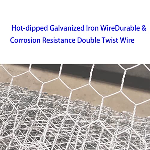 Qlvily Chicken Wire 13.7" x 393.7" Poultry Wire Netting, Hexagonal Galvanized Mesh Garden Fence Barrier, Pet/Rabbit/Chicken Wire Fencing, with 100 PCS Cable Zip Ties