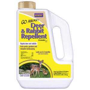 Bonide Go Away! Deer & Rabbit Repellent Granules, 3 lb. Ready-to-Use, Deter Deer from Garden, Flowers & Plants