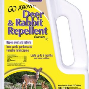 Bonide Go Away! Deer & Rabbit Repellent Granules, 3 lb. Ready-to-Use, Deter Deer from Garden, Flowers & Plants