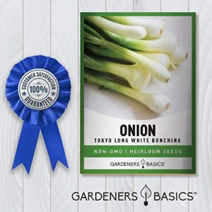 Green Onion Seeds for Planting - Tokyo Long White Bunching is A Great Heirloom, Non-GMO Vegetable Variety- 200 Seeds Great for Outdoor Spring, Winter and Fall Gardening by Gardeners Basics