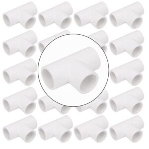 cee 20 pack 3 way 1/2 inch tee pvc fittings, 1/2inch sch 40 pvc pipe fitting adapter for water supplies build pvc furniture diy garden shelf greenhouse (socket *socket*socket)