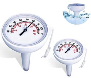 2 pcs floating pool mechanical thermometer with string water temperature thermometer with accurate temperature readings perfect for outdoor and indoor swimming pool hot tub aquariums spa jacuzzi pond