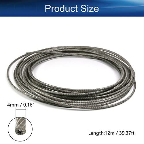 Heyiarbeit 5/32 Wire Rope 304 Stainless Steel PVC Wire Cable, 39.36ft Length Aircraft Cable Perfect for Outdoor, Yard, Garden or Crafts