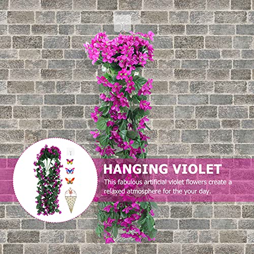 Yardwe 2 Sets Decor Ivy with Flowers Garden Sticker and Premium Floral Purple Vine: Balcony Home Plant Office Wisteria Decoration Violet Ceiling Vivid Basket Wedding Delicate Wall