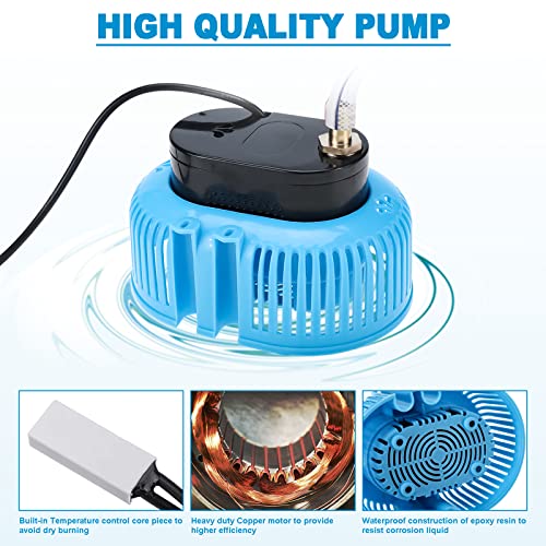 Patioer Pool Cover Pump, 850 GPH Above Ground Swimming Pool Pump Cover, Submersible Water Pump Kit with Drainage Hose Adapters, Water Pump for Pool Draining