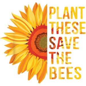 Plant These Save The Bees Honeybee 5 Inch Waterproof Sticker Décor Garden Honeycomb Bumble Dandelion Queen Honey Yard Spring Summer Butterfly Wildflower Honeybee Pollinator Indoor Outdoor Rock CS1458-2PK