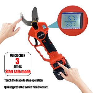 JooMoo Electric Pruning Shears - 25V Battery Electric Pruner with 75-inch extension rod, LCD display with anti-pinch hand function for garden pruning and grafting