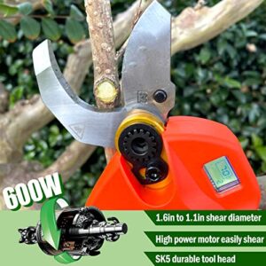 JooMoo Electric Pruning Shears - 25V Battery Electric Pruner with 75-inch extension rod, LCD display with anti-pinch hand function for garden pruning and grafting