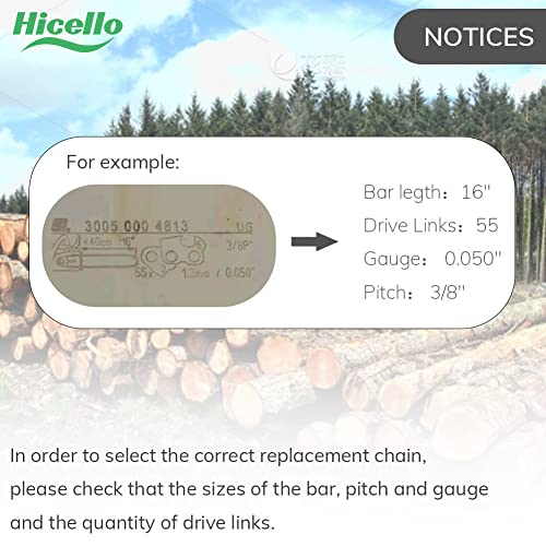 Hicello 20" Chainsaw Chain 3/8" LP .050 Gauge 70DL Saw Chain Blade for Wood Cutting Chiansaw Parts Garden Tools