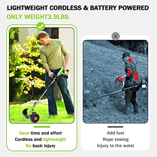 Electric Weed Wacker Cordless, Electric Weed Eater Battery Powered 36V 4.0Ah Retractable Grass Trimmer Edger Lawn Tool, Lightweight Brush Cutter