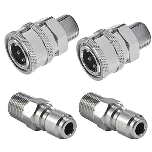 Raincovo Pressure Washer Quick Connect 3/8 Inch, Pressure Washer Fittings, Adapter Set, 4 Pieces