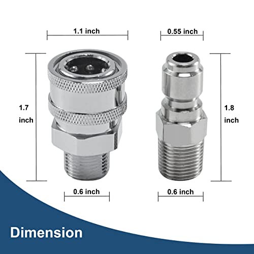 Raincovo Pressure Washer Quick Connect 3/8 Inch, Pressure Washer Fittings, Adapter Set, 4 Pieces