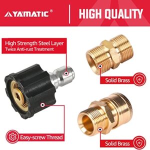 YAMATIC Pressure Washer Adapter Set Quick Connect Kit, M22-14mm to 3/8" Quick Connectors, 5000 PSI Pressure Couplers Fittings for a Pressure Washer, Hose, and Gun - 5 PCS