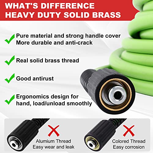 Pressure Washer Hose 50 FT 1/4”, 4000 PSI Kink Resistant High Pressure Replacement Hose M22 14mm Thread, Flexible Extension Hose with 3/8 Quick Connect Adapters for Power Washing