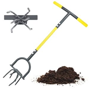 jardineer hand tiller garden claw, garden twist tiller heavy duty, manual soil tiller for flower box and raised bed