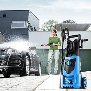 Suyncll Electric Pressure Washer 1500W Power Washer Electric Powered Pressure Washer Machine with 4 Nozzles for Cleaning Patio, Cars, Driveways, Fences, Garden(Blue)