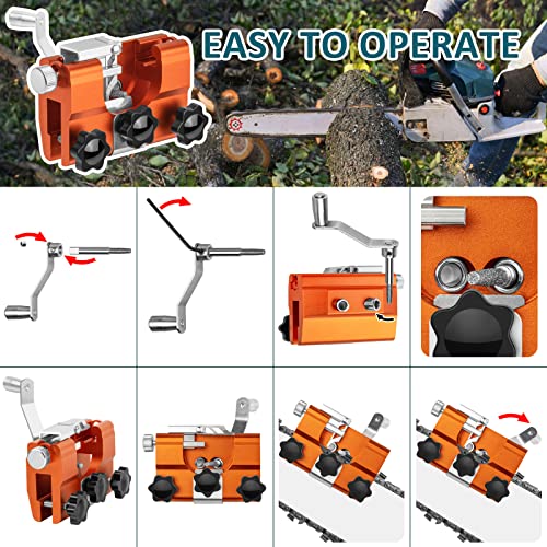 Chainsaw Sharpener Jig, Cingfanlu Chainsaw Sharpener Kit with Carrying Bag, Portable Fast Hand-Crank Chainsaw Chain Sharpening Tool Set for 6"-22" Chain Saws, Electric Saws, Lumberjack, Garden Worker