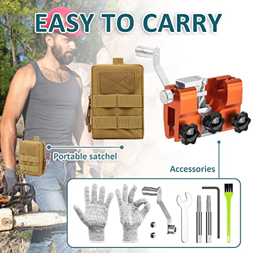 Chainsaw Sharpener Jig, Cingfanlu Chainsaw Sharpener Kit with Carrying Bag, Portable Fast Hand-Crank Chainsaw Chain Sharpening Tool Set for 6"-22" Chain Saws, Electric Saws, Lumberjack, Garden Worker