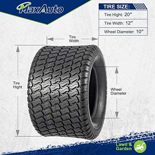 MaxAuto Lawn & Garden Turf Tire 20X12-10 P332 4PR Load Range B,2Pcs