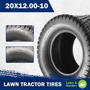 MaxAuto Lawn & Garden Turf Tire 20X12-10 P332 4PR Load Range B,2Pcs