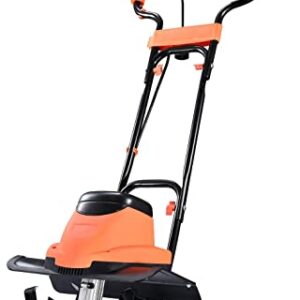 Kapoo Working Depth Electric Tiller Electric Garden Tiller Electric Cultivator 14 Inch 8.5 Amp Tilling Width 8-Inch bb07, Black Orange