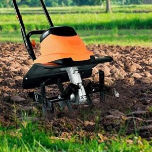 Kapoo Working Depth Electric Tiller Electric Garden Tiller Electric Cultivator 14 Inch 8.5 Amp Tilling Width 8-Inch bb07, Black Orange