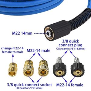 FIXFANS Pressure Washer Hose – 1/4" X 100 FT High Power Washer Extension Hose – Kink & Wear Resistant High Pressure Hose for Replacement – Compatible with M22 Fittings – 3600PSI